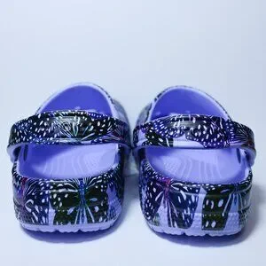 CROCS | Shoes | Womens Crocs Classic Clog Shoe Purple Butterfly Print ...